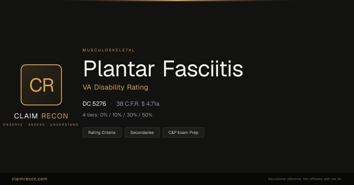 Plantar Fasciitis VA Rating — DC 5276 | Claim Recon